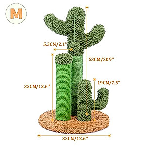 PAWZ Road Cat Scratching Post Cactus Cat Scratcher Featuring with 3 Scratching Poles and Interactive Dangling Ball -Medium 23 Inches