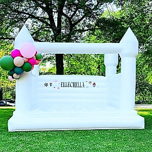 Bounce House with Ball Pit 120x96x96 inch Commercial Grade ASTM Certified White Bouncy Castle for Memorable Birthday Parties & Event (White, 15x15x12FT)