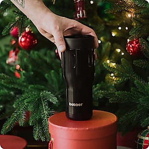 BOBBER - 16 OZ Vacuum Insulated Stainless Steel Travel Coffee Mug With 100% Leakproof Locked Lid - Cup Holder Friendly, Dishwasher Safe Tumbler (Black Coffee)