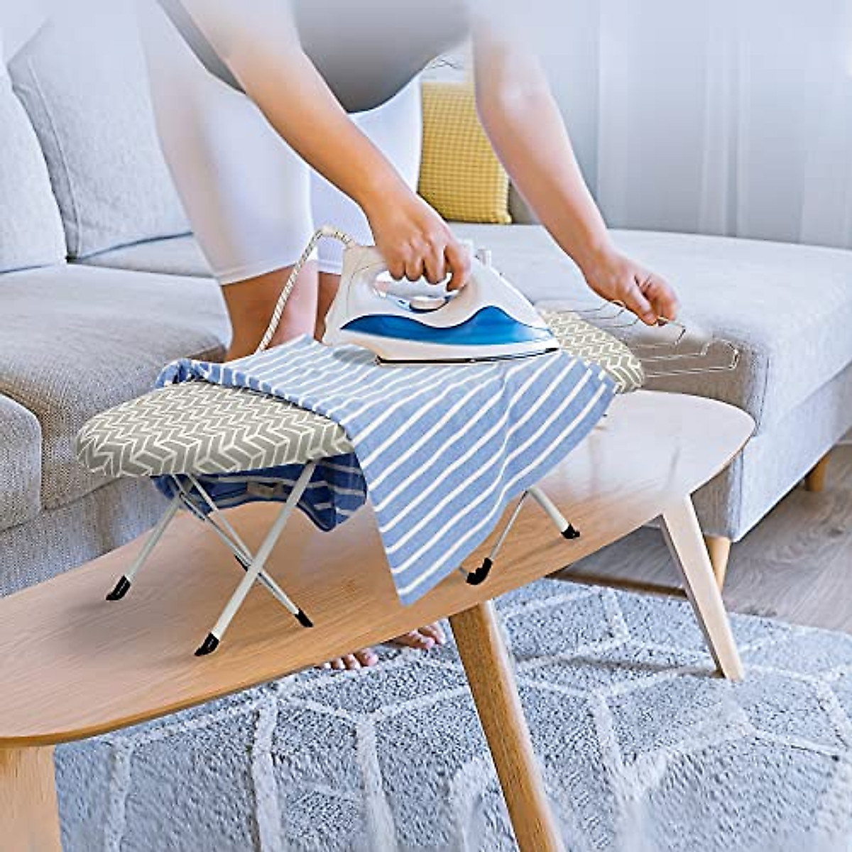STORAGE MANIAC Tabletop Ironing Board with Iron Rest, Portable Ironing Board with Cover and Pad, Compact Space Saving Foldable Countertop Ironing Board for Home Supply, Dorm, Travel - Maze