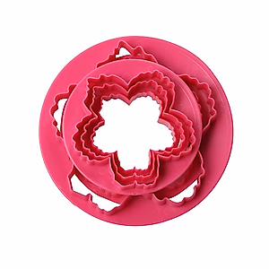 SK 5-Piece Peony Fondant Cutters Set Sugarcraft Modeling Tools Kit for Cake Decoration Red