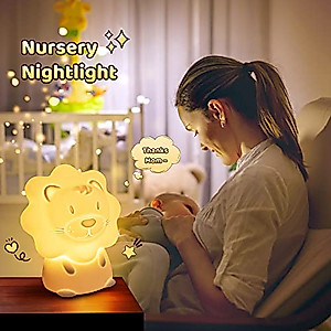 JADENS Cute Night Light for Kids – Paint Free Silicone Lion LED Nightlight, Nursery Lamp with Timer, for Toddler, Baby, Girls, Boys, Children Gift, Bedroom