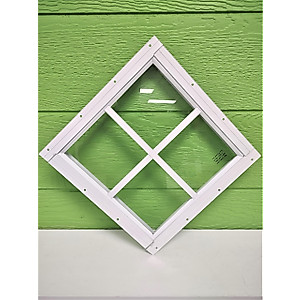 12x12 White Shed Window, Flush Mount, 4x4 Grid, Great for Playhouses, Barns, and Sheds.