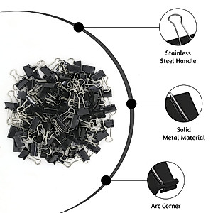 120 Pack Mini Binder Clips, Black Binder Clips, Small Paper Clips 15mm 5/8 Inch. Micro Size Office Clips for Home School Office and Business.