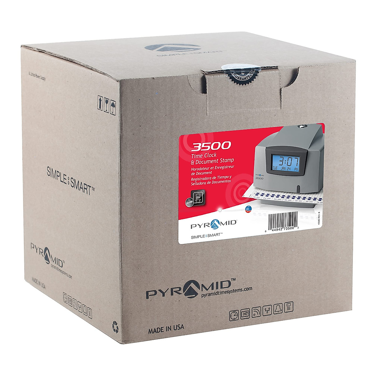 Pyramid™ 3500 Time Clock & Document Stamp, Gray/Charcoal