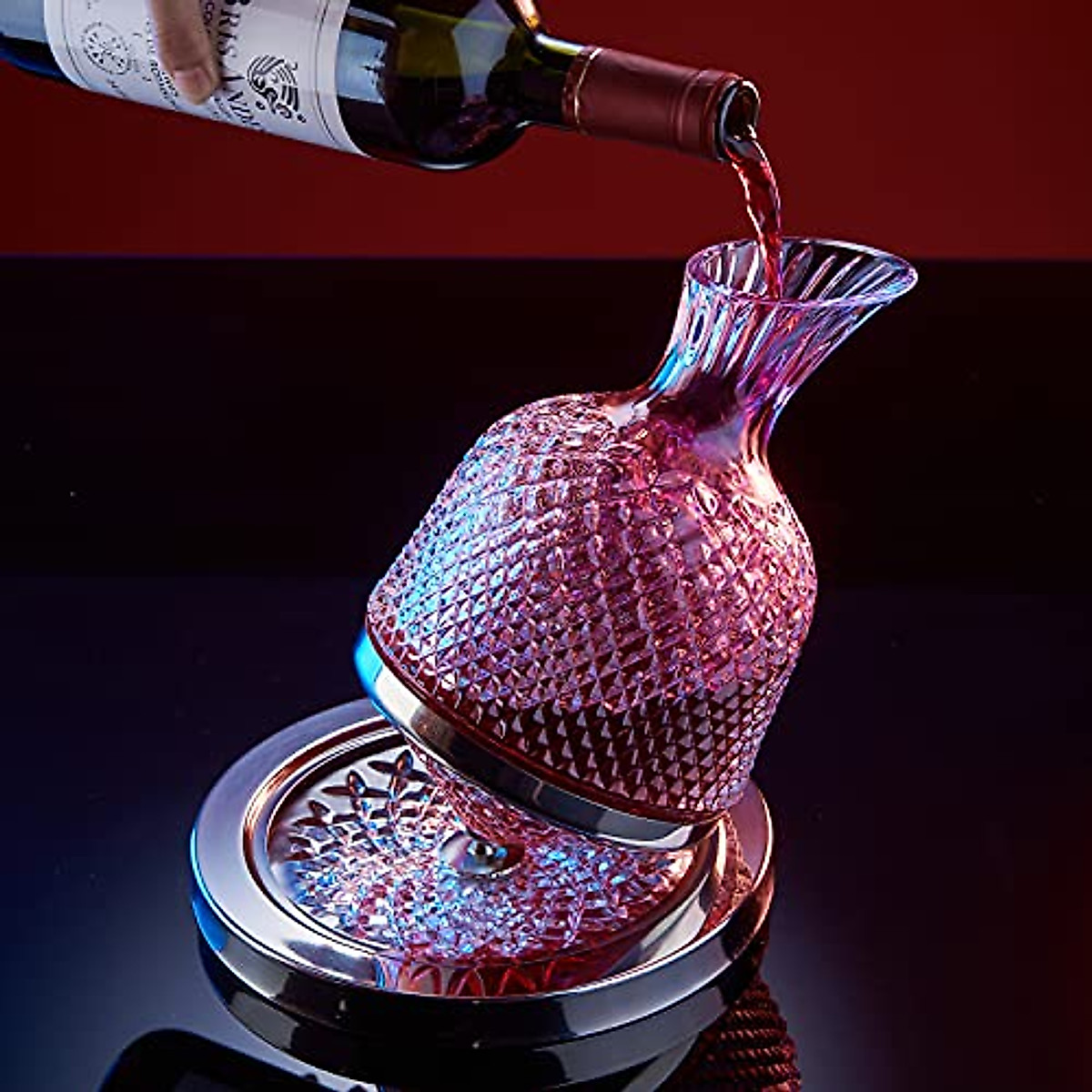 Wine Decanter, Aerator, Lead-Free Crystal Glass, 360° Rotation, Wine Lovers, Luxurious， Gifts for Men