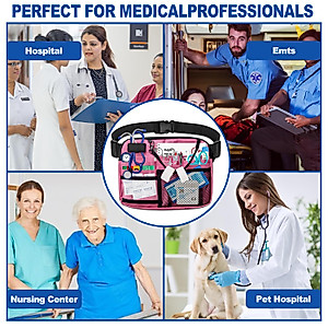 BOHEMIABY Professional Nurse Fanny Pack With Stethoscope Holder, Vet Tech Fanny Pack, Utility Storage for Bandage Scissors and Emergency Supplies Medical Bag, Nurse and Student Use(Pink)