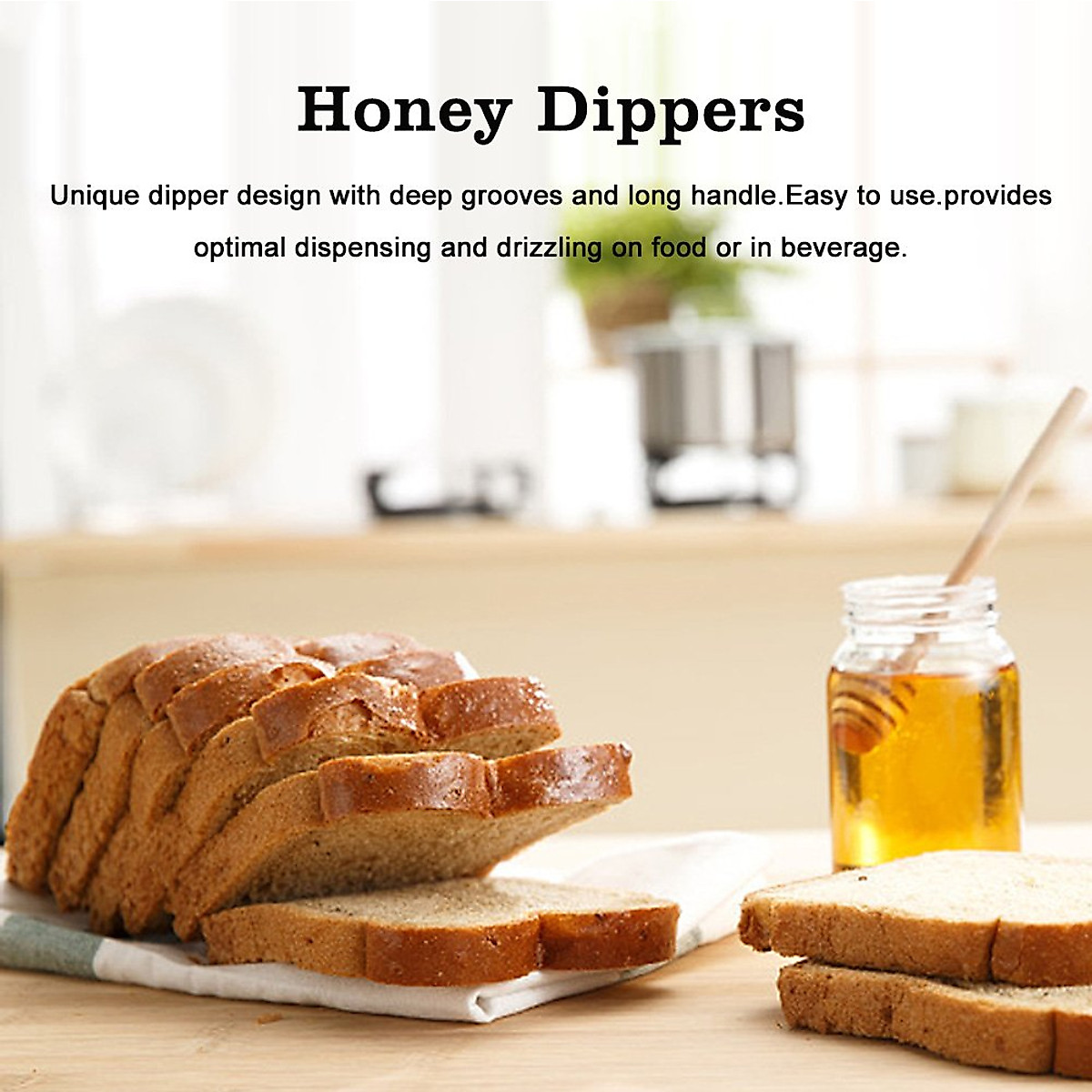 BORDSTRACT 50PCS/set Honey Dipper Stick, Wooden Honey Dipper Mini Wooden Honeycomb Sticks Household Wooden Mini Jam Honey Dipper for Honey Syrup Molasses(10.5cm)