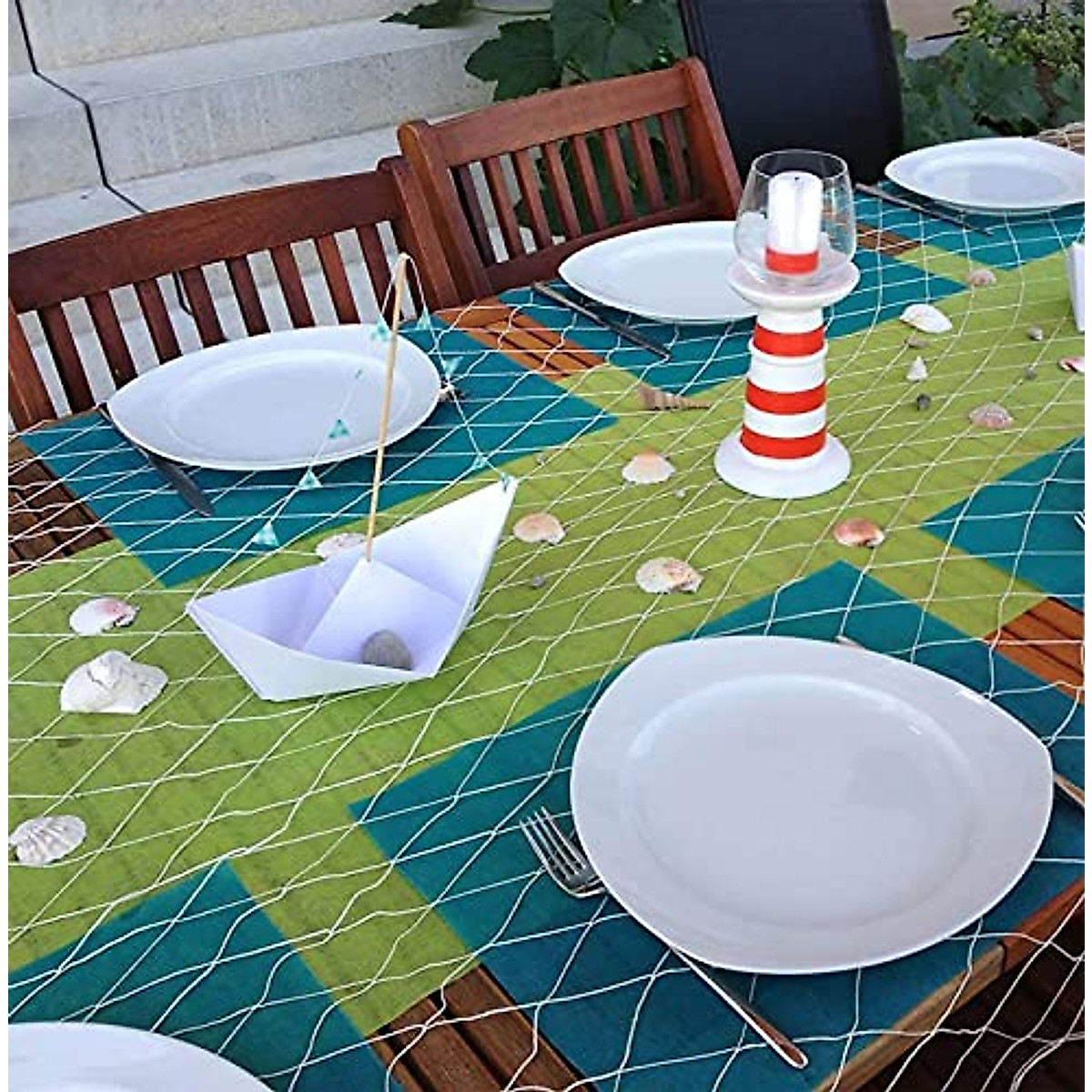 Fish Net Decorative, Fishnet for Party Decorations, 14 ft x 4 ft - Fish Netting Decor for Mermaid, Pirate, Shark, Nautical, Under The Sea Birthday by 4E's Novelty