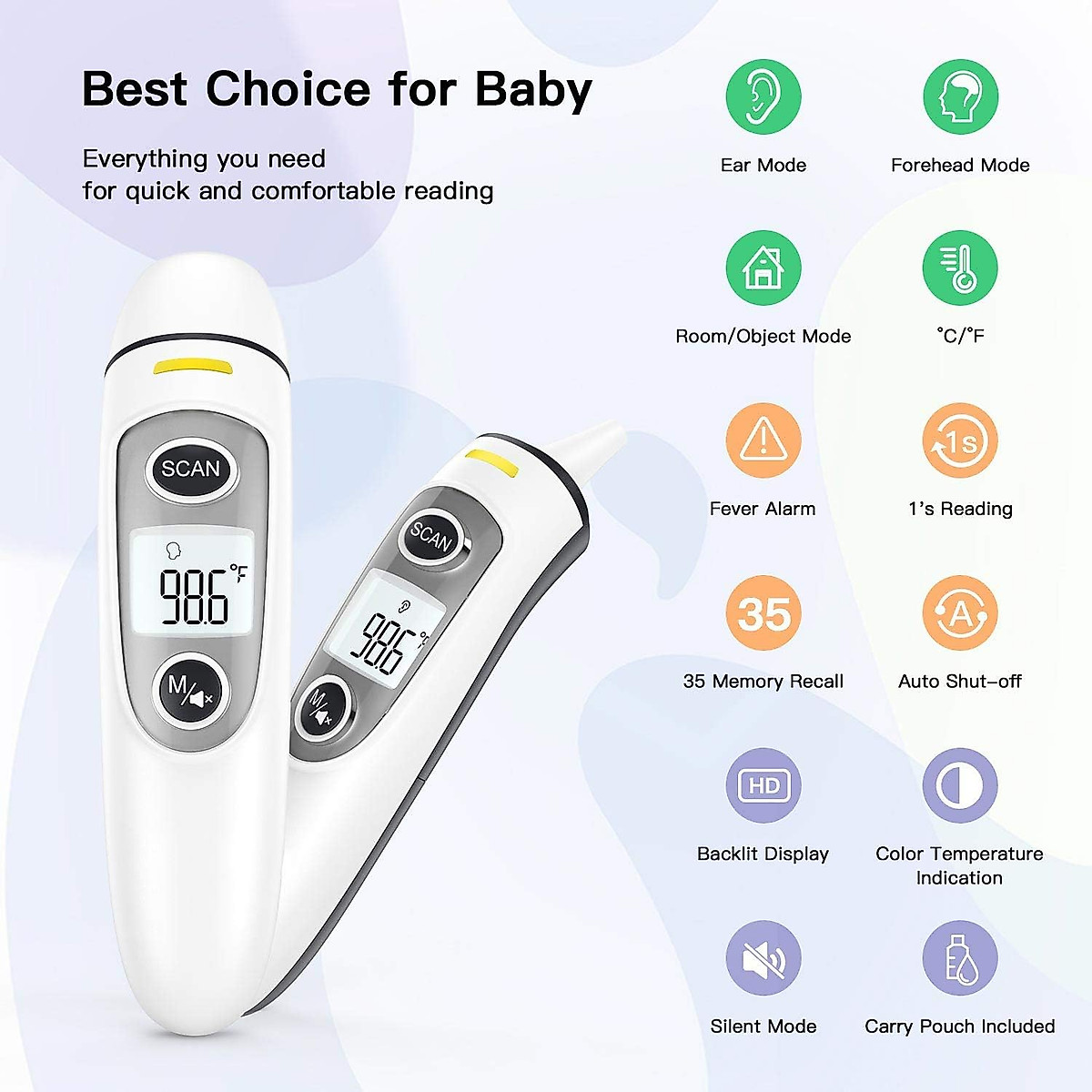 Touchless Thermometer for Adults, Forehead Thermometer for Fever, Body Thermometer and Surface Thermometer 2 in 1 Dual Mode Thermometer…
