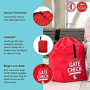 J.L. Childress Gate Check Bag - Air Travel Bag - Fits Convertible Car Seats, Infant carriers & Booster Seats, Red