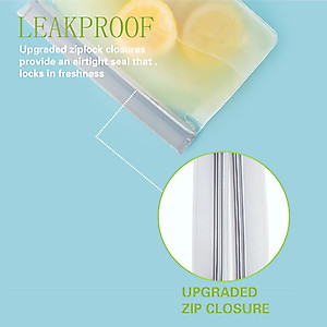 24 Reusable Food Storage Bags, Freezer Bags with Pack BPA FREE (8 Reusable Gallon Bags+8 Leakproof Reusable Sandwich Bags+8 Food Grade Snack Bags) EXTRA THICK Reusbale Lunch Bag for Salad Fruit