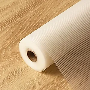 Shelf Liner for Kitchen Cabinets, 17.5 Inches x 20 FT, Non Adhesive Cabinet Liner, Double Sided Non-Slip Drawer Liner, Washable for Kitchen Cabinets, Pantry,Bathroom,Laundry Room, Clear Ribbed