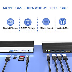 WAVLINK USB C Docking Station 4K Triple Display (2 HDMI + 1 Displayport) with 100W PC Charging, Gigabit Ethernet, 4 USB 3.0, SD/TF Card Slot, Audio, for Dell HP MacBook Lenovo and Other USB C Laptops
