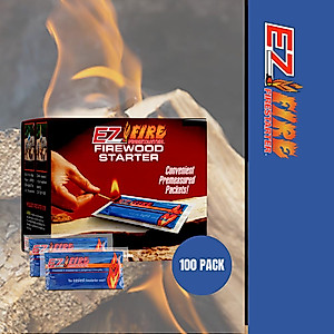 Naturally Occurring, Reliable, All Purpose, Easy-to-Use Fire Starter for Wood Stoves, Fireplaces, Campfires, and Bonfire – Waterproof, Windproof, Safe, Clean, Odorless | 100 Pack