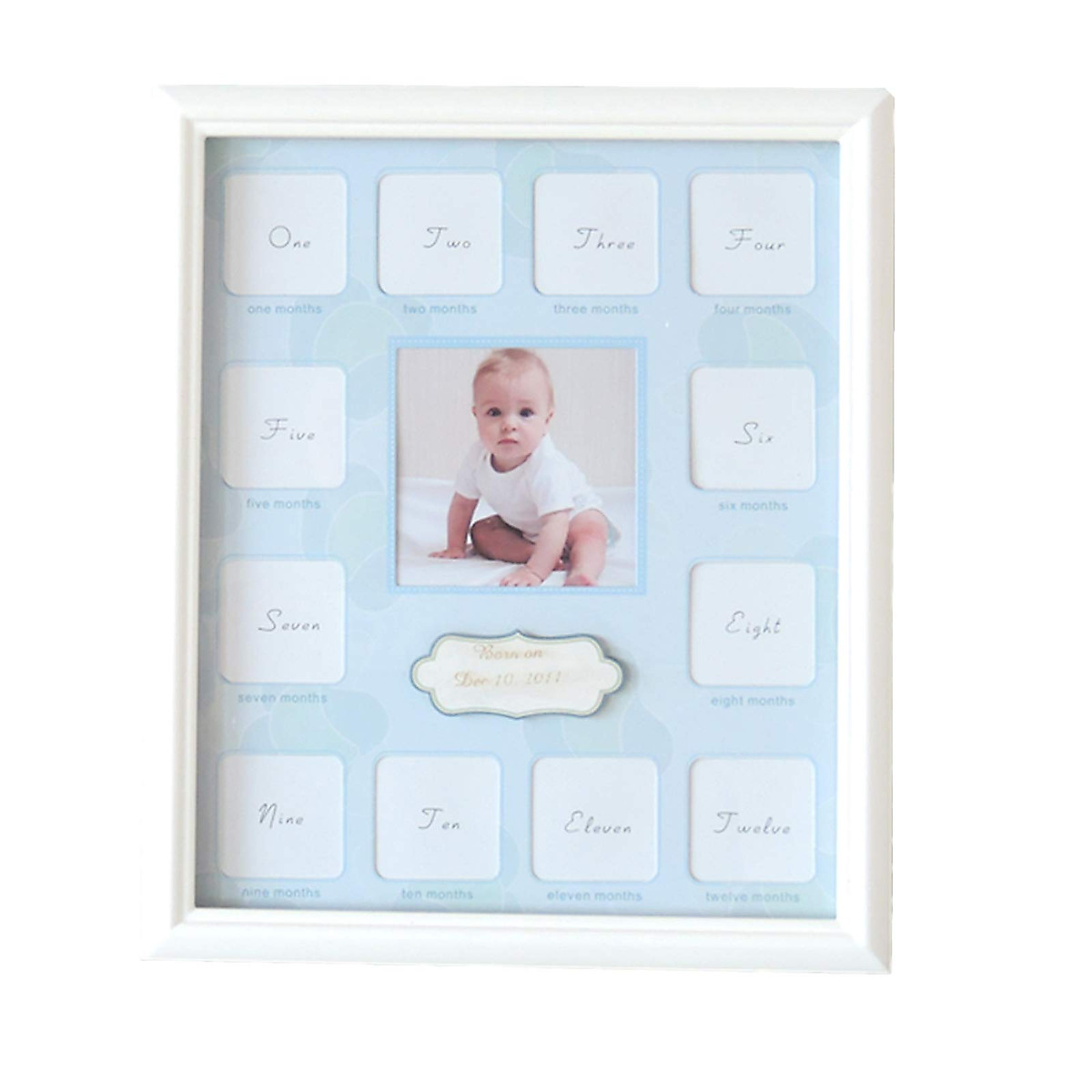 KMAKII Collage Photo Frame for Baby First Year 12 Month Keepsake Picture Photo Frame -Gift for Mom to Be or Expecting Parents-White