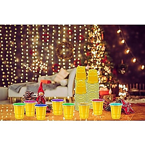 cssopenss 500 pcs 2 oz Plastic Shot Glasses yellow shot glasses disposable 2 oz yellow solo cups for drinking Tastings served Snacks Jello Tastings and Samples