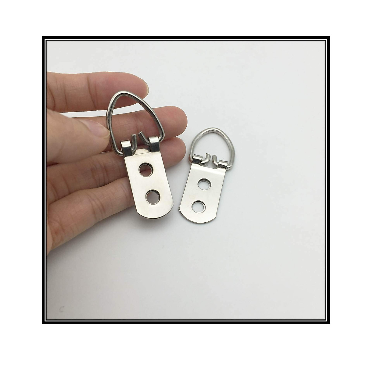 EesTeck 20 Pack D-Ring Steel Picture Hangers Heavy Duty with Screws Picture Frames Double Holes Clasp Picture Hang Solutions, for Hanging Clock Paintings Artwork Picture Frame Hook Photos Mirrors