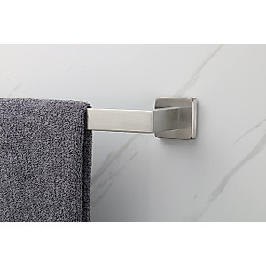 TocTen Bath Towel Rack - Square Base Thicken SUS304 Stainless Steel Towel Bar for Bathroom, Bathroom Accessories Towel Rod Heavy Duty Wall Mounted Towel Holder. (Brushed Nickel, 16)