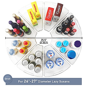 Leeden Lazy Susan Organizer for 26" Diameter Corner Lazy Susan, Plastic Kitchen Cabinet Storage Bins with Handle, 8 Packs, 1/8 Wedge - Food Safe, BPA Free