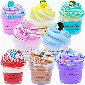 UIVIEHIR 8 Pack Butter Slime Kit for Kids, Two-Toned Colorful Stress Relief Toys, Birthday Gifts, Party Favors for Girl Boys 6 7 8 9 10 11 12