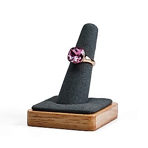 Oirlv Single Finger wooden ring display stand Jewelry Showcase Display Holder (Grey)