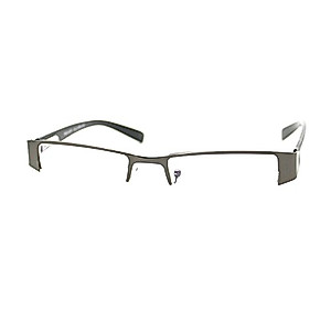 JuicyOrange Magnified Reading Glasses Rectangular Half Rim Spring Hinge Frame Gunmetal +2.00