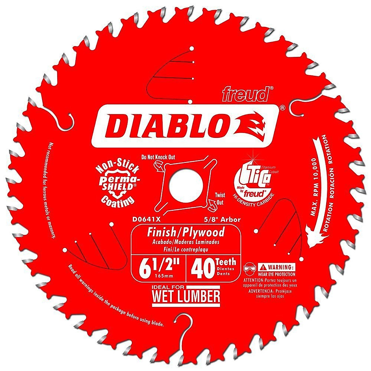 Diablo High-Performance Finish Trim Saw Blade for Wood - 6-1/2" x 40-Teeth, Tico Carbide - D0641X