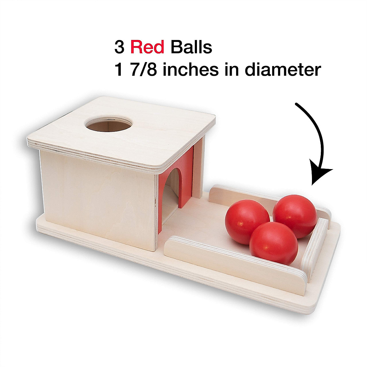 Montessori Object Permanence Box Wooden Toy Tray and Ball Drop w/ Three (3) Balls Baby First Learning Toys Imbucare Box