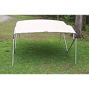 TAN/Beige Square Tube Frame VORTEX 4 Bow Pontoon/Deck Boat Bimini TOP 12' Long, 91-96