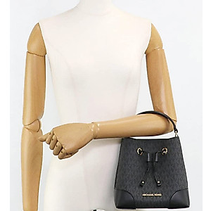 Michael Kors XS Suri Mini Bucket Crossbody Drawstring Shoulder Bag 35F2GM9M1B PVC (Black PVC)