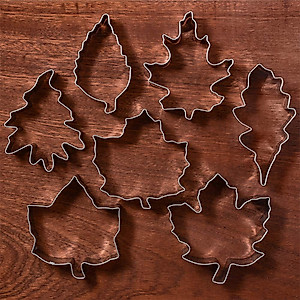 LILIAO Leaf Cookie Cutter Set - 7 Pieces - Maple Leaf, Rose Leaf, Ivy Leaf, Oak Leaf - Stainless Steel