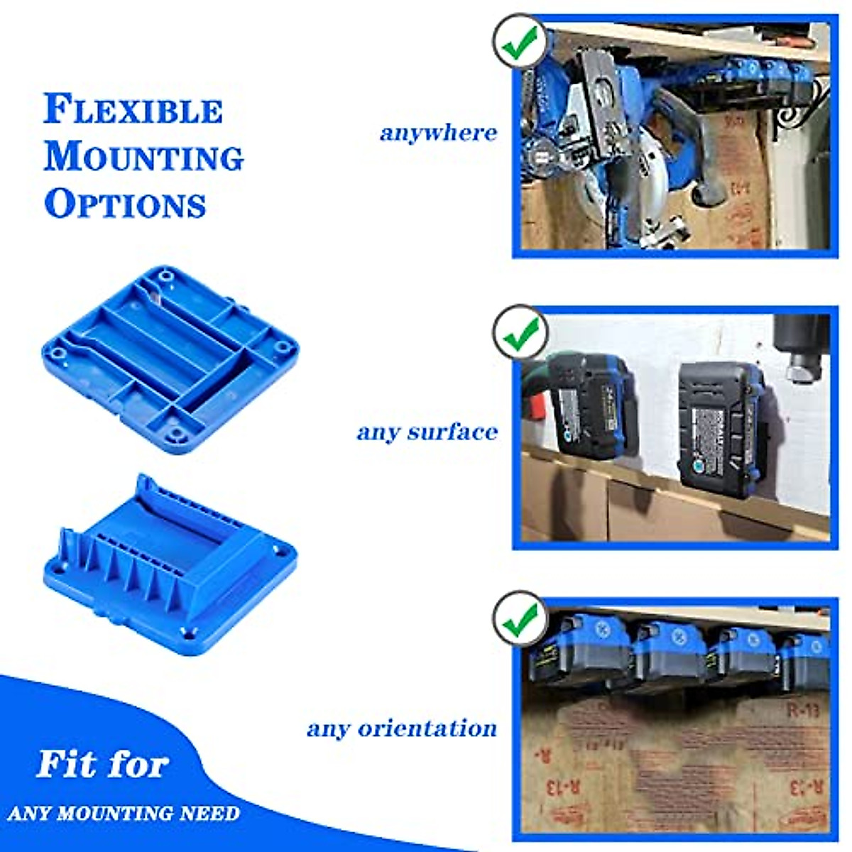 Crivnhar 6 Pack Battery Holder Work for Kobalt 24V Max Battery Mounts Dock Holder Fit for KB624-03 KB524-03 KB424-03 KB224-03(w/24 Screws, No Battery)