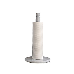 Homicoker Natural Marble Paper Towel Holder Polished, Natural Marble Upright Paper Holder Kitchen Towel Dispenser, Cloudy Grey Color