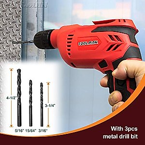 Toolman Electric Power Drill Driver 3/8" Variable Speed For Heavy Duty Corded DB5207