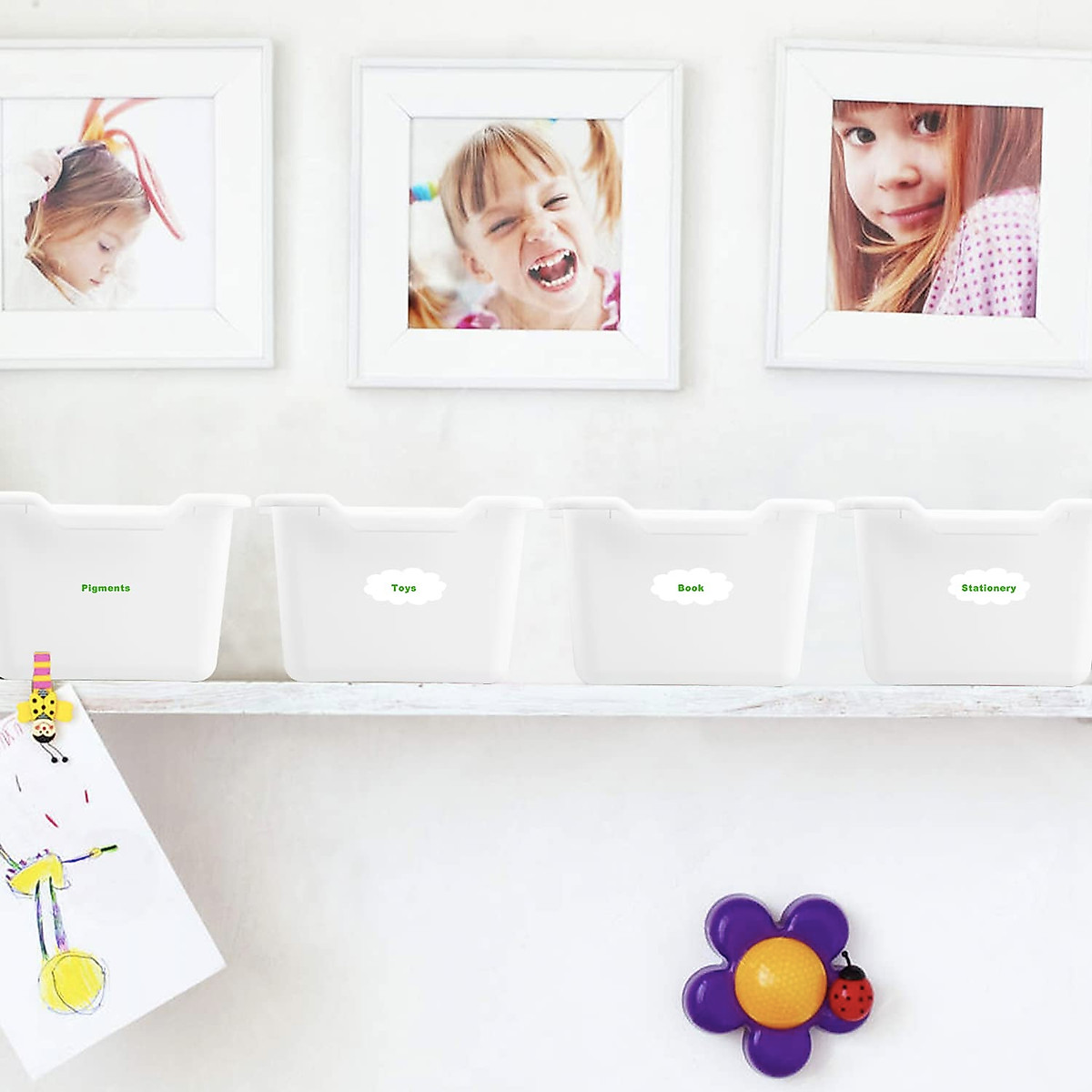 Nsmykhg Storage Bins,6 Pack Small Multi-Purpose Plastic Storage Bins, Stackable Cubby Bin Storage Bins Storage Cubbies Plastic Storage Containers for Classroom Book Bin Toy Organizers (White)