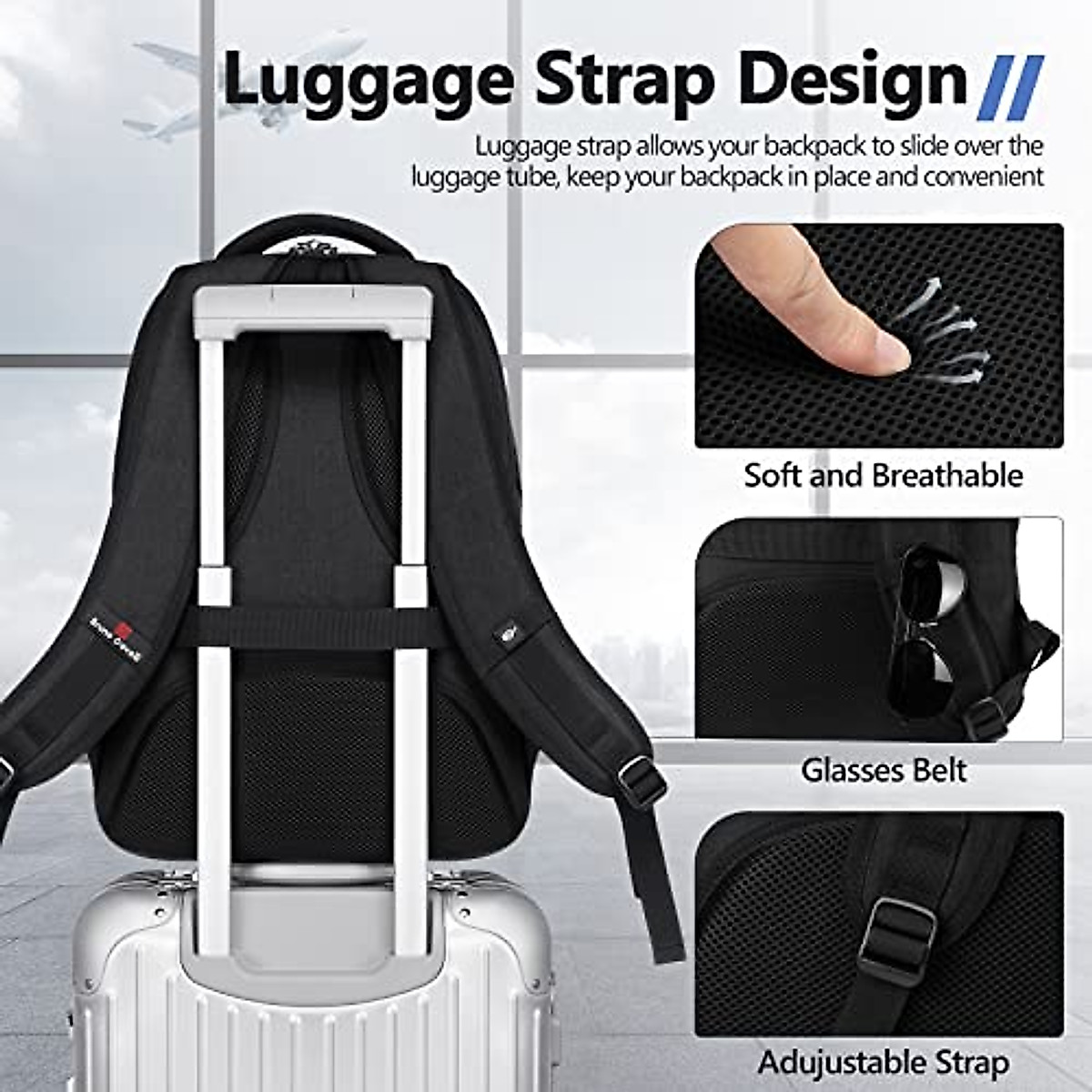 Bagsure Travel Laptop Backpack, Business Water Resistant Laptop Backpack with USB Charging Port, College Bag for Men & Women