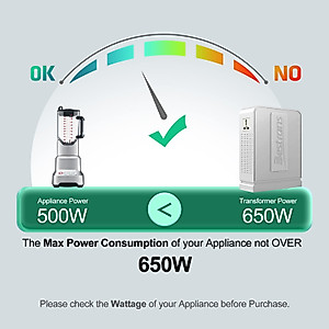 BESTRANS 650 Watts 110V to 220V Step Up Voltage Converter, Heavy Duty Step Up Power Transformer Convert from 110V/120V to 220V/240V (Pearl White)