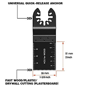 100x Oscillating Tool Blades, Royars Universal Multi Tool Blades Kits, Individual Packing Easy to Carry & Storage, 1-3/8" Fine Tooth Quick Release Wood Plastic Multitool Blades Oscillating Saw Blades