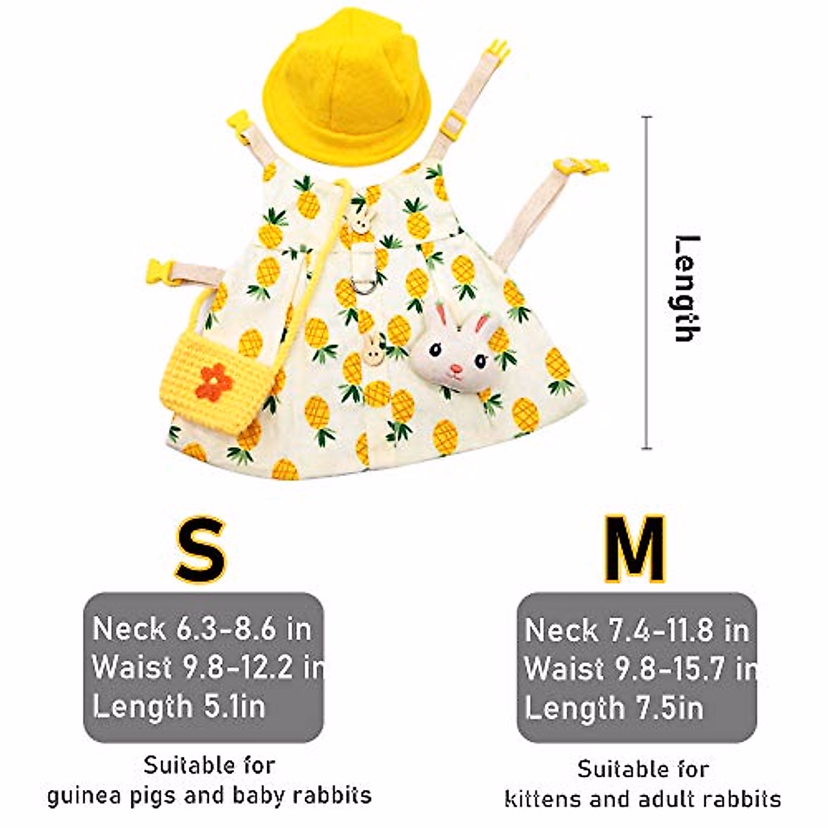 mcgrady1xm Small Animal Harness Vest and Leash Set, No Pull Comfort Clothes with Accessory, Travel Escape Proof Harness for Rabbit Ferret Guinea Pig Bunny Hamster Puppy Kitten (S)