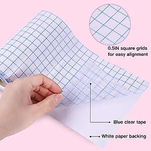HTVRONT Transfer Tape for Vinyl - 6" x 50 FT Blue Alignment Grid Clear Transfer Paper - Application Vinyl Transfer Tape Roll for Self Adhesive Vinyl for Signs Stickers Decals Walls Doors & Windows