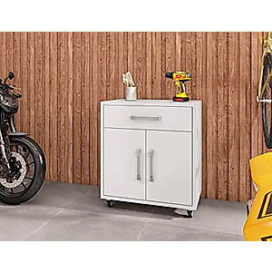 Manhattan Comfort Eiffel 2-Piece Storage Garage Set in White