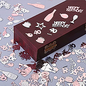 40th Birthday Confetti Rose Gold Number 40 Happy Birthday Party Confetti Metallic Foil Balloon Star Birthday Cake Table Scatter Confetti for 40 Birthday Party Anniversary Celebration Decorations