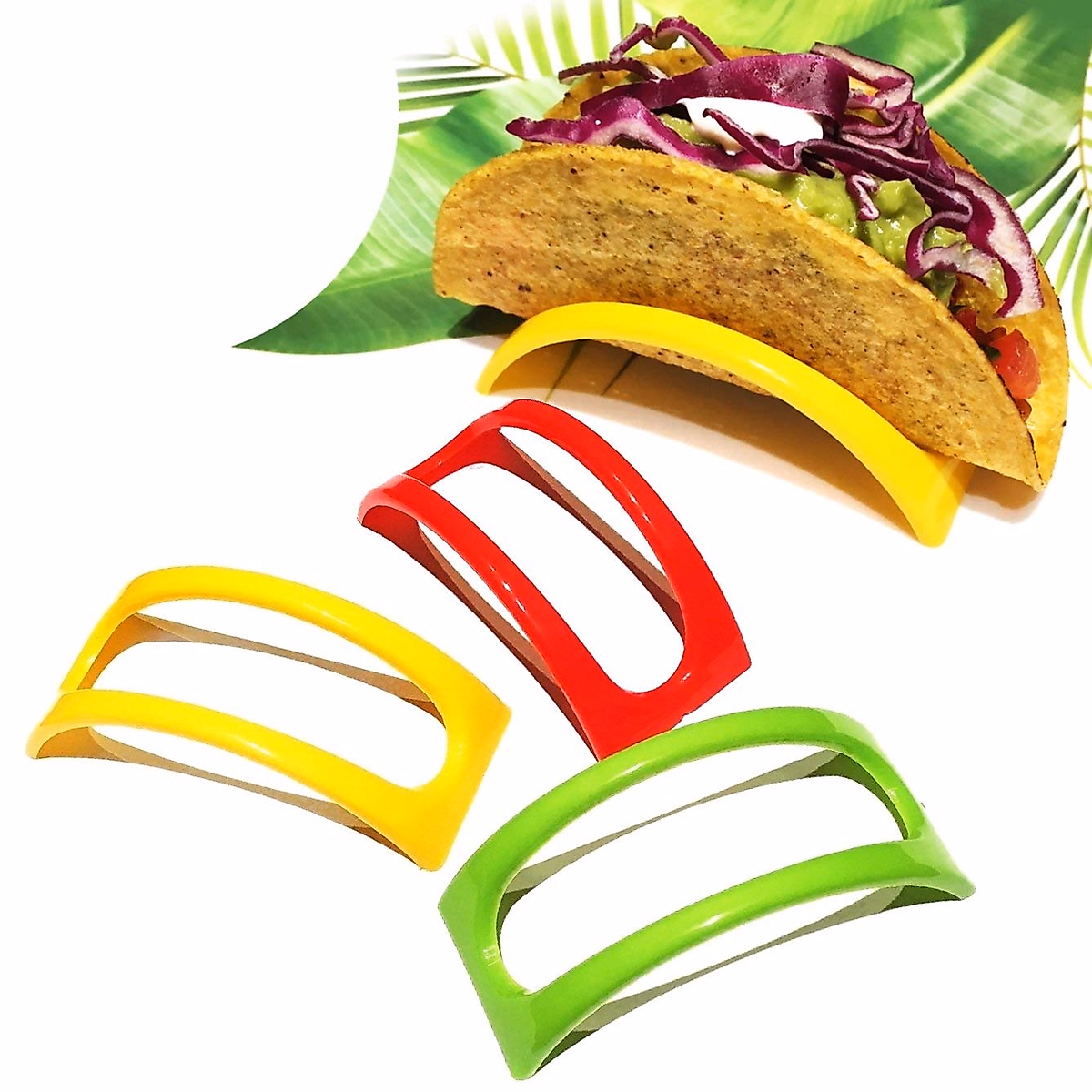 Millie Set of 12 Product & Taco Holder Rack - Tortilla Holder Taco Stand- Colorful Non Toxic BPA Free Microwave Safe Stands for Soft and Hard Shells-Taco Holder-Taco Stand Up Holder
