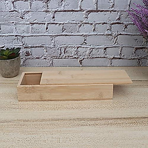 SUPVOX Wooden Pencil Box,Wood Brush Box with Sliding Lid for DIY Artist Tool and Brush Storage -7.4 x 2.8 x 1.2 inches, Rectangle