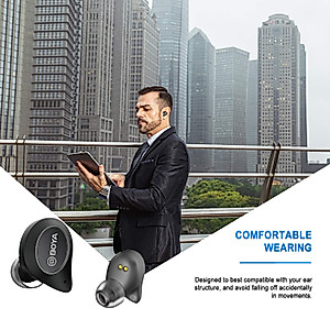 BOYA Wireless Bluetooth Earbuds Touch Control in-Ear Headphones IP44 Sweatproof Hi-Fi Stereo Earphones Dual Connect Headsets with Charging Case & Duration Playtime Built-in Mic for Phone Calls Music