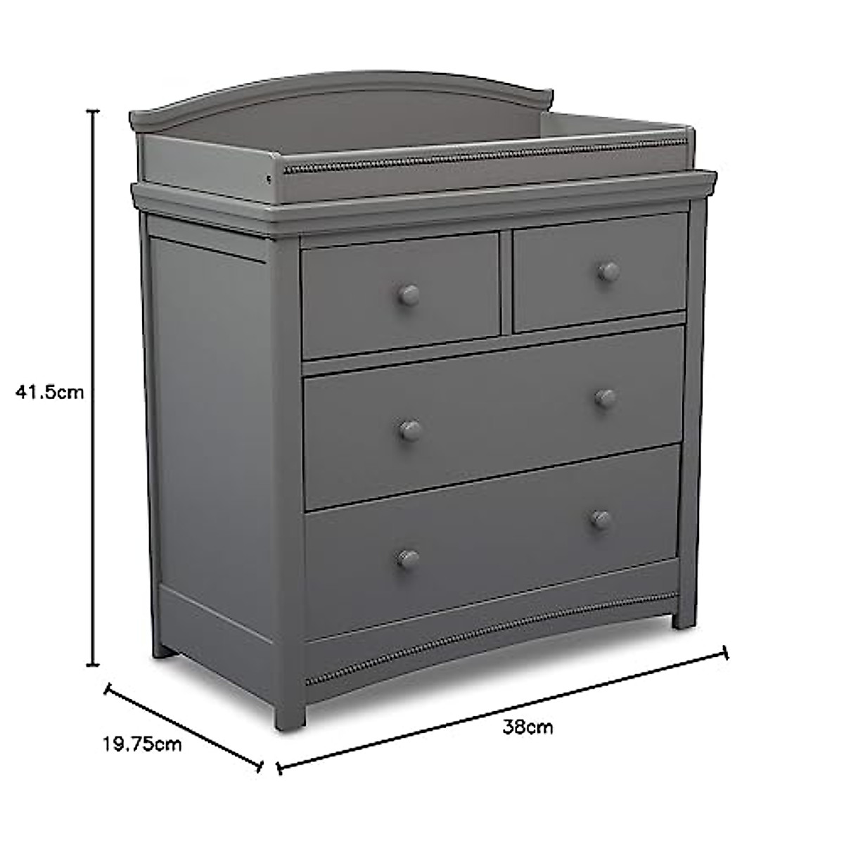 Simmons Kids SlumberTime Emma 4 Drawer Dresser with Changing Top, Greenguard Gold Certified, Grey