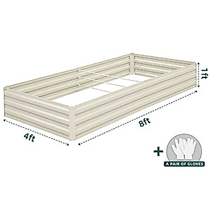 BUTUNITA Beige Raised Garden Bed Outdoor Metal for Gardening Vegetables Flower Garden Planter Box Large Raised Bed,8x4x1ft Beige