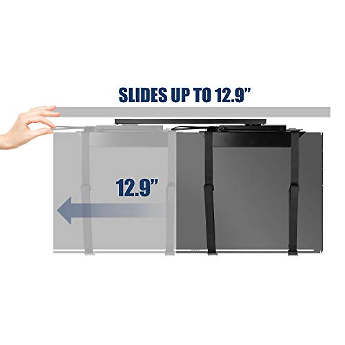 Mount-It! Under Desk CPU Mount with Adjustable Straps, Computer Tower Holder with Sliding Track and 360 Degree Swivel, 22 Lb Capacity, Black