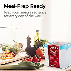 BESICO Airtight Food Containers Set with Lids, Reusable Meal Prep Containers for Freezer, Microwave & Dishwasher, BPA-Free Plastic Storage Containers with Lids, 3 Pack